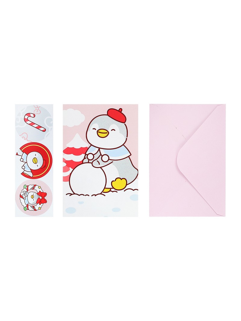 Mini Family Series 6 Greeting Cards with Stickers(Penguin) - Miniso Bolivia